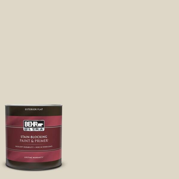 BEHR ULTRA 1 qt. #N330-2 Prairie Dust Flat Exterior Paint & Primer ...