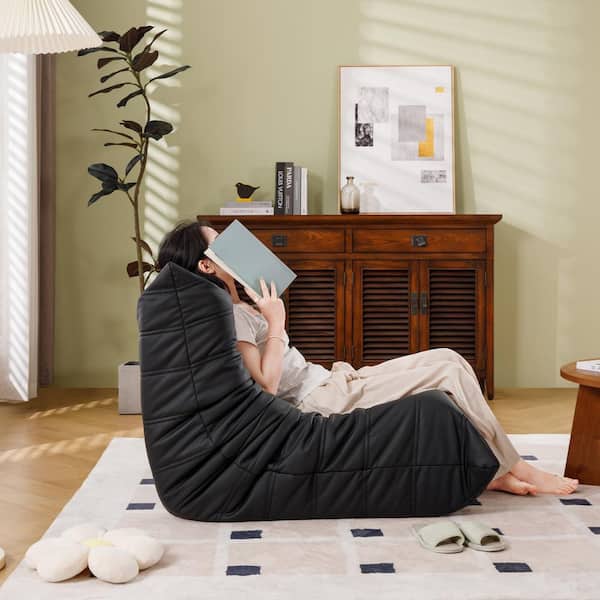 Modern Black Memory Foam Giant Bean Bag Chair Recliner Floor Lazy Sofa Couch for Living Room Bedroom Gaming