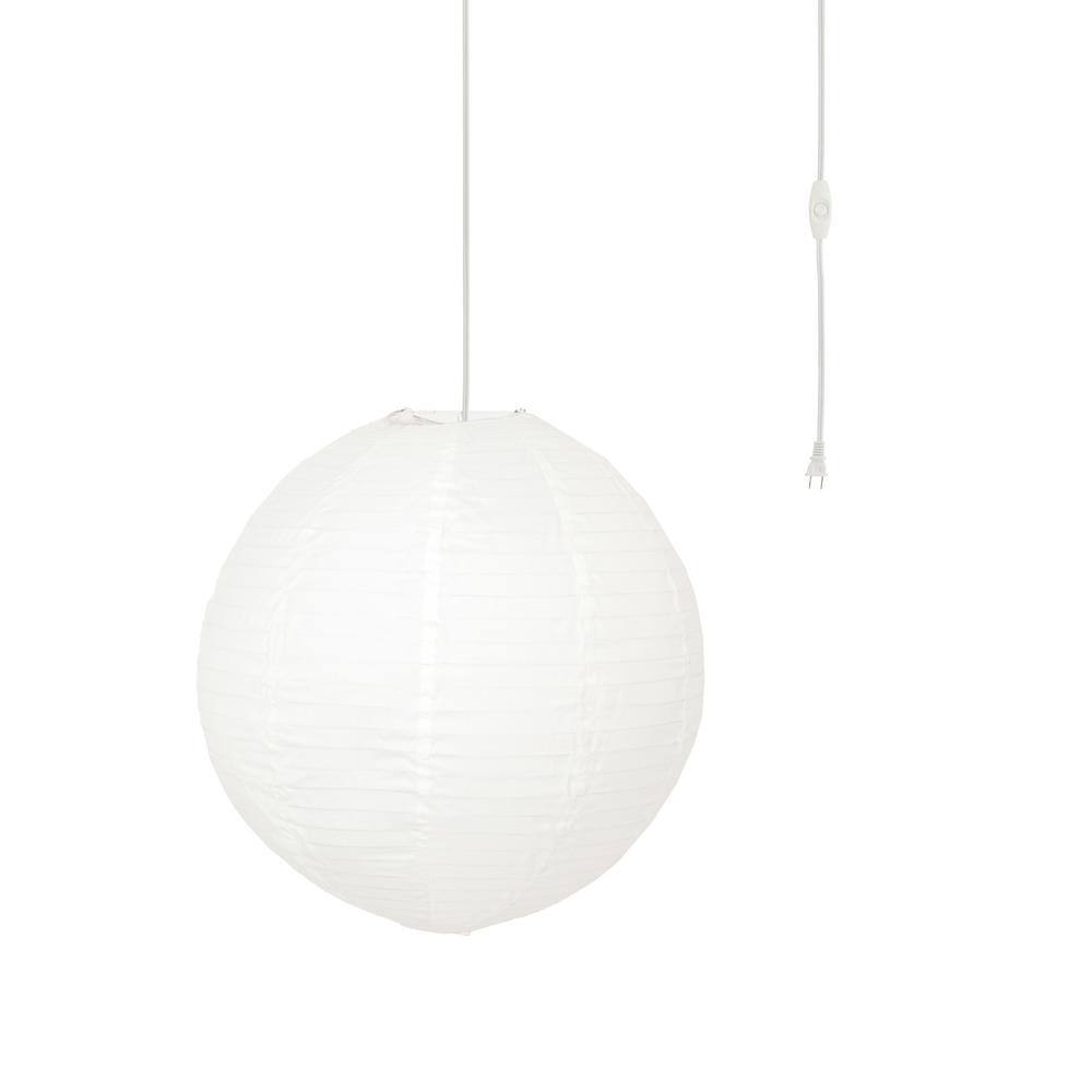 MPG Orb 60-Watt 1-Light White Hanging Lantern Pendant-Light with Round ...