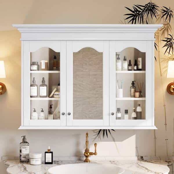 Dueyeeri 40 in. W x 28 in. H Rectangular MDF Medicine Cabinet with ...