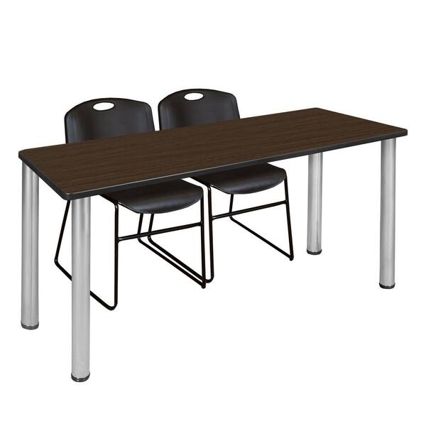 Regency Kee 66 in x 24 in. Neo Walnut Top Training Table Desk, Chrome ...