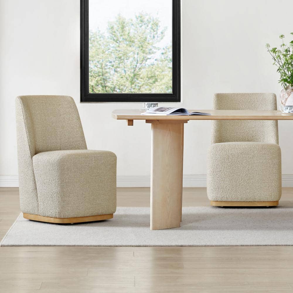 Spruce & Spring Oberon Brown Fabric Modern Dining Chairs with Casters ...