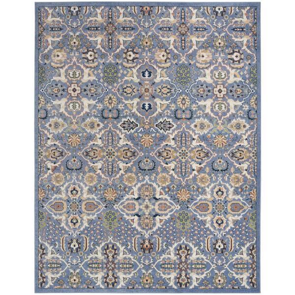 Nourison Allur Light Blue 9 ft. x 12 ft. Abstract Medallion ...