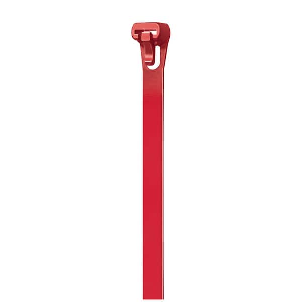 8 in. Reusable Releasable UL 21 Rated Cable Zip Ties (100-Pack) (Red ...