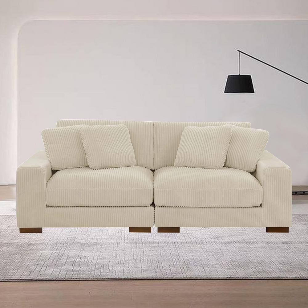 Monland 89 in. Square Arm Polyester Corduroy Upholstery Rectangle ...