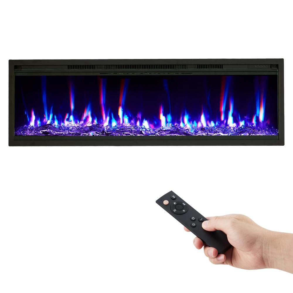 homfan 60 in. Wall Mount Electric Fireplace with Adjustable Flame Color ...