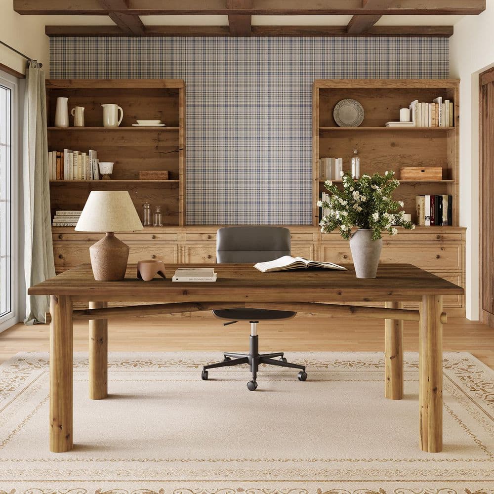 TRIBESIGNS WAY TO ORIGIN 62.99 in. Rectangle Brown Solid Wood Computer ...