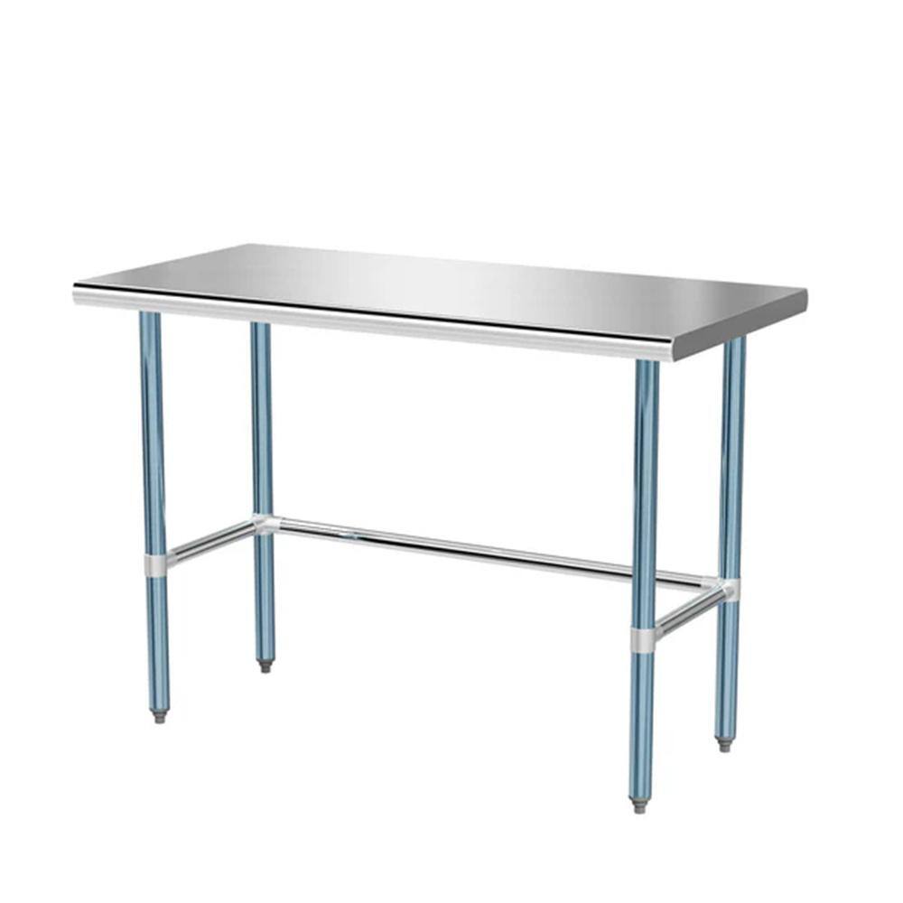 Karl home Silver Stainless Steel 48 in. Open Base Stainless Steel Table ...