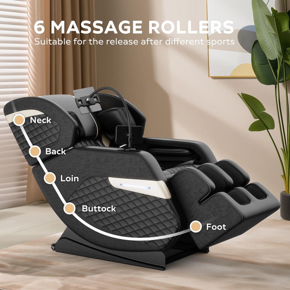 Seafuloy Black Zero Gravity Full Body Massage Recliner Chair with Air ...