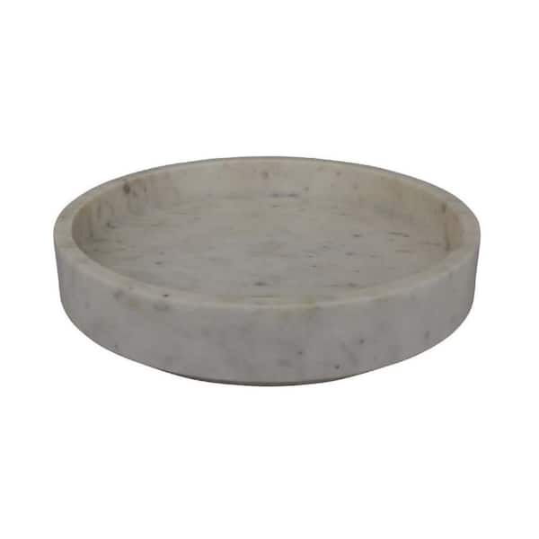 Benjara Modern White Round Marble 13 in. Decorative Bowl BM334819 - The ...