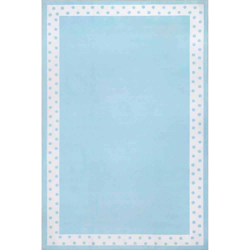 nuLOOM Laylani Machine Washable Light Blue 5 ft. x 8 ft. Polka Dot Area ...