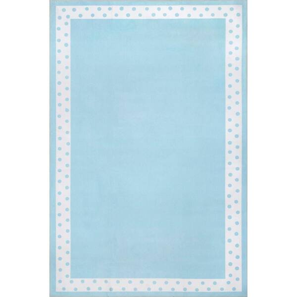 nuLOOM Laylani Machine Washable Light Blue 5 ft. x 8 ft. Polka Dot Area ...