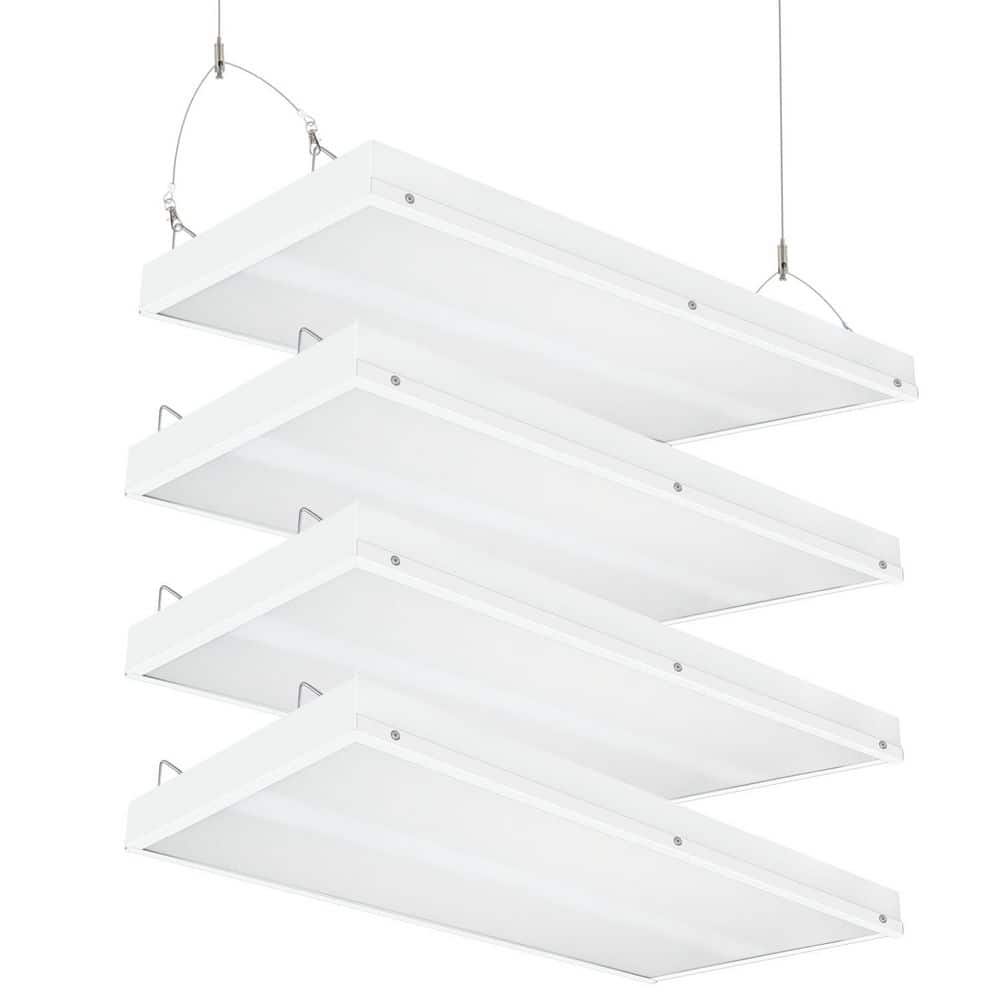 KOAOEIRS 4-Pack 2 ft. 16000LM 5000K Daylight Adjustable Tilt Hanging Integrated LED High Bay ...