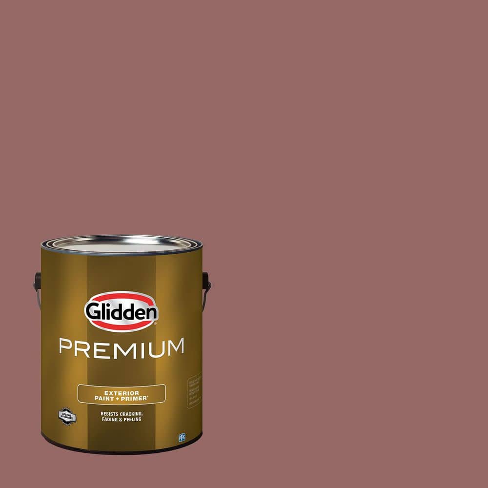 Glidden Premium 1 gal. PPG1053-6 Clay Ridge Satin Exterior Latex Paint ...