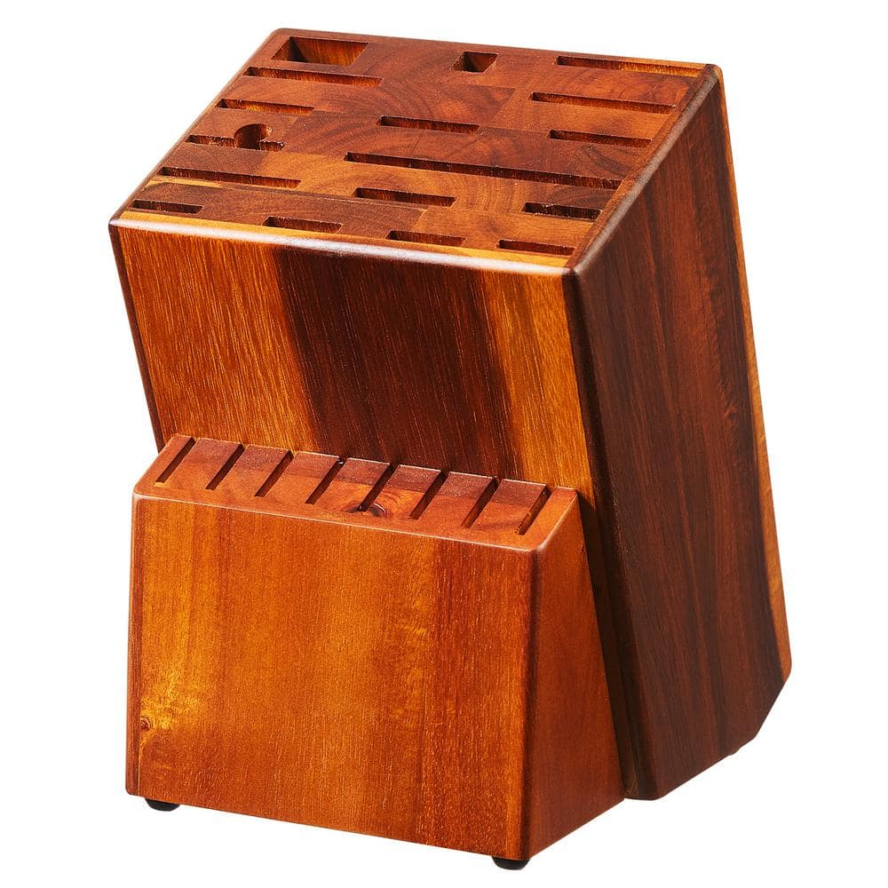 SKYSHALO Knife Storage Block, 25-Knife Slots Acacia Wood, Knife Block ...