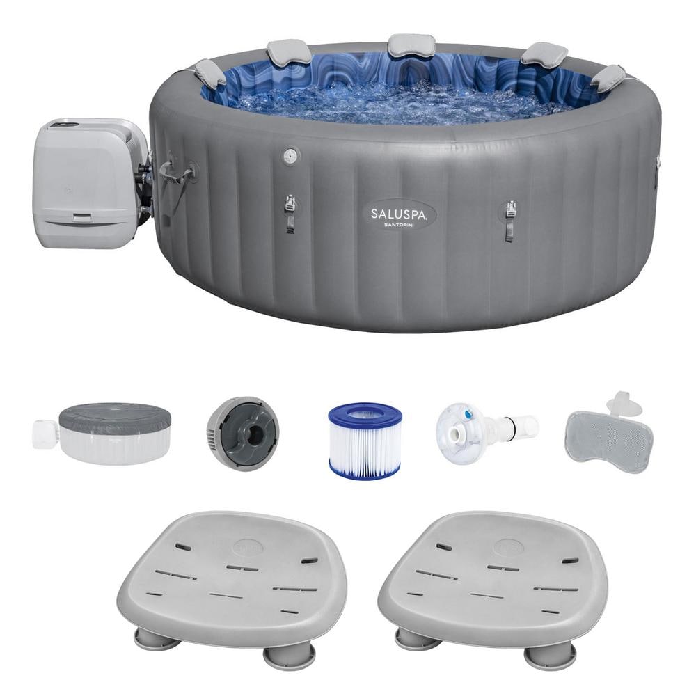 Bestway SaluSpa Santorini 7-Person 180-Jet Inflatable Hot Tub with Pool and Spa Seat (2-Pack ...