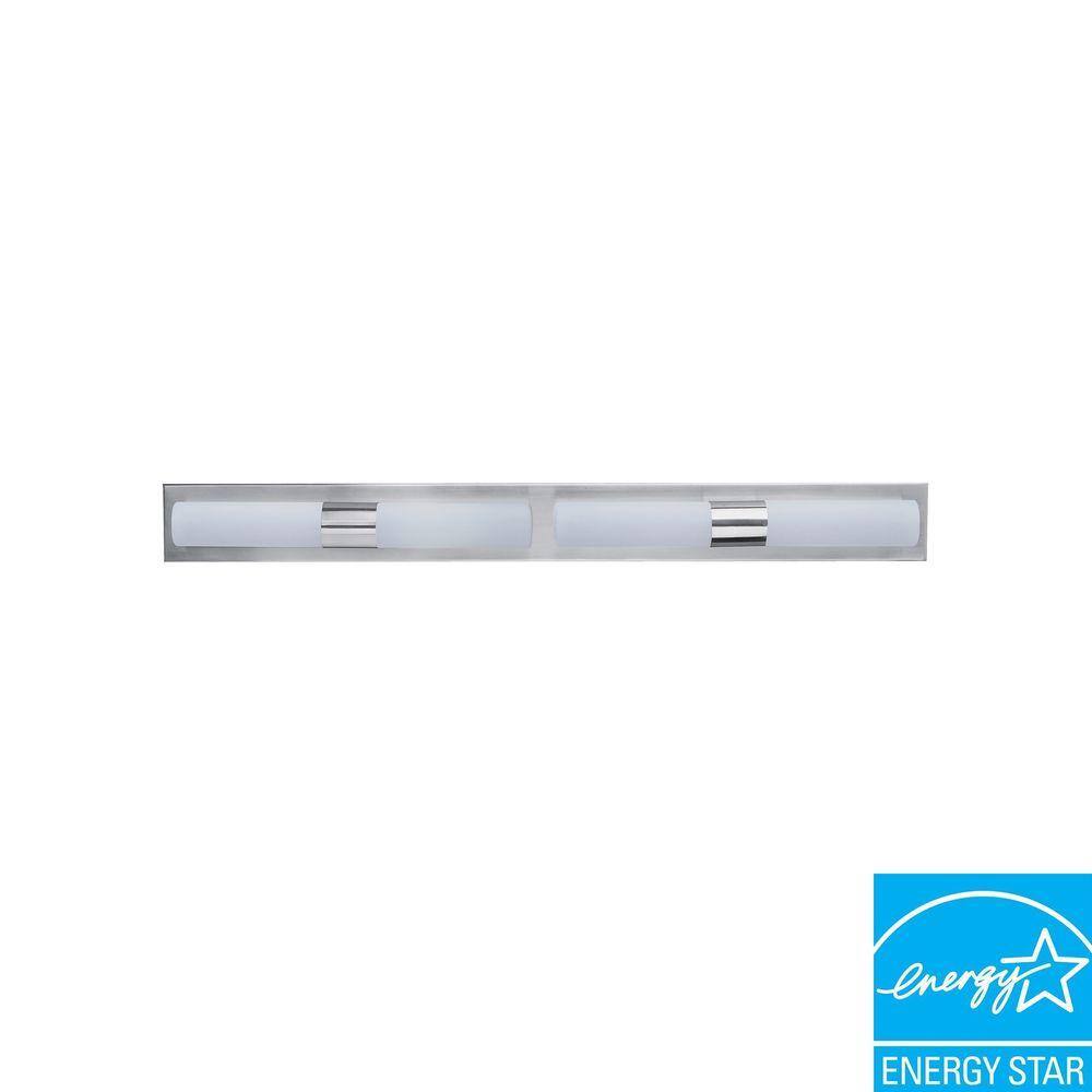 Illumine Infinite 4-Light 5 in. Satin Nickel Bath Vanity with Matte ...
