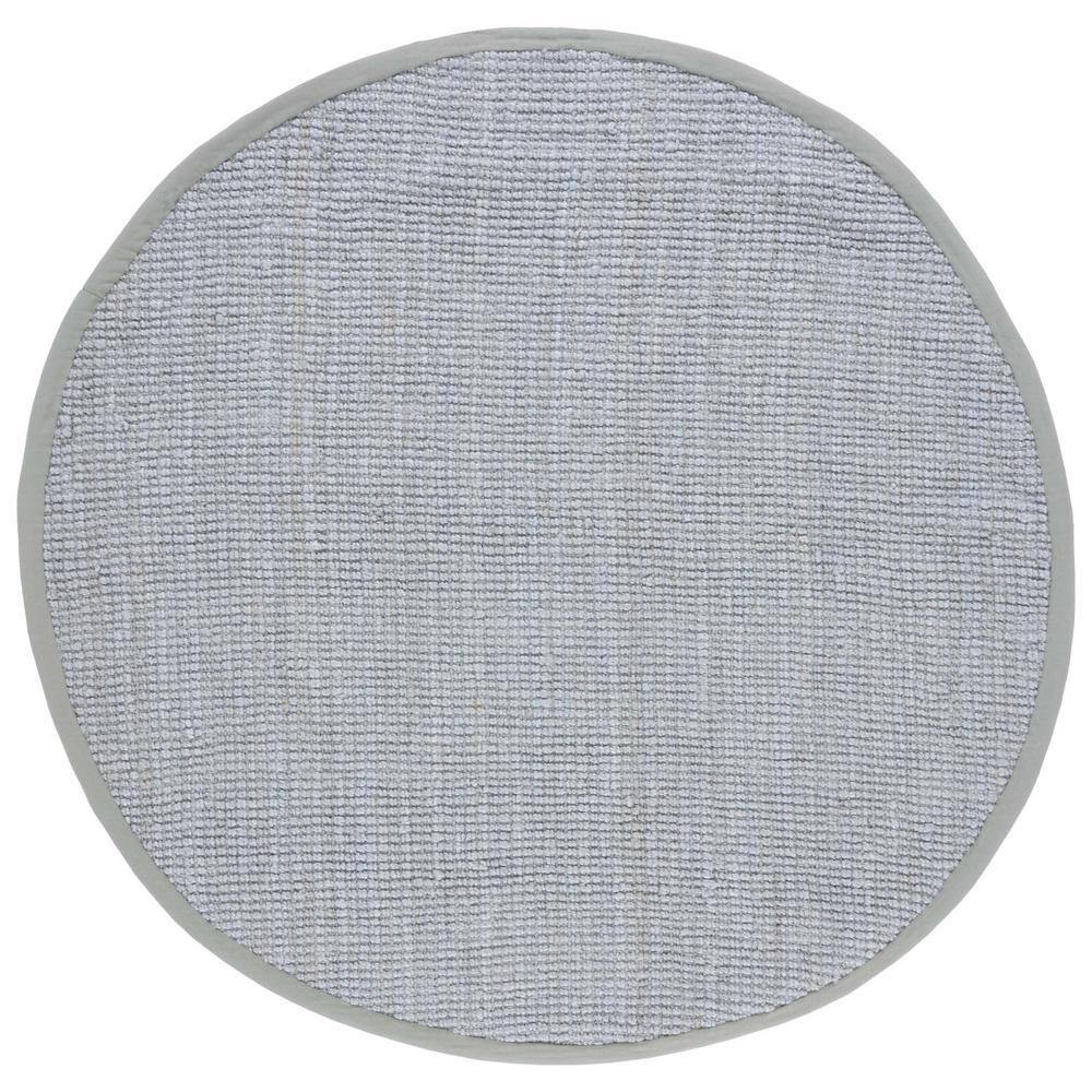 SAFAVIEH Natural Fiber Light Gray 9 ft. x 9 ft. Woven Border Round Area ...