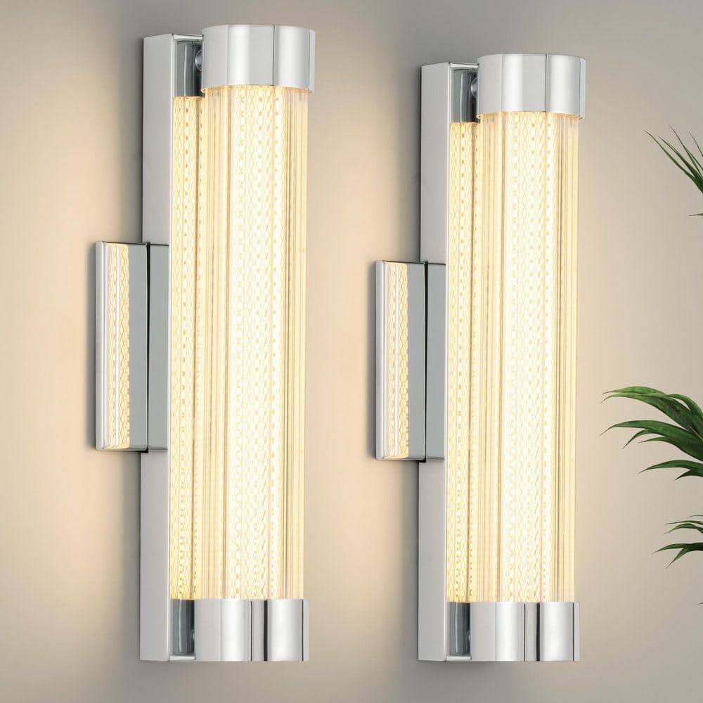 GMGSROM 1-Light Modern LED Chrome Wall Sconce with Glass Shade Dimmable ...