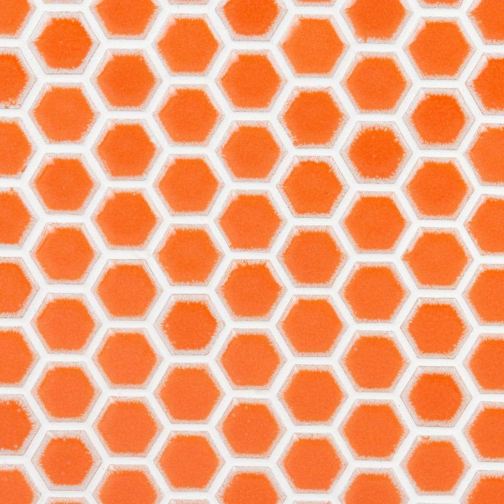 Ivy Hill Tile Bliss Edged Hexagon Tangerine 3 in. x 0.24 in. Polished Porcelain Floor and Wall ...