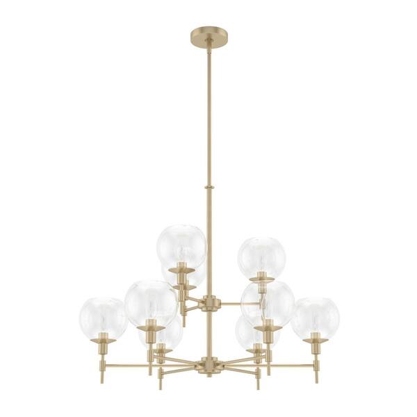 Hunter Xidane 9-Light Alturas Gold Shaded Chandelier with Clear Glass ...