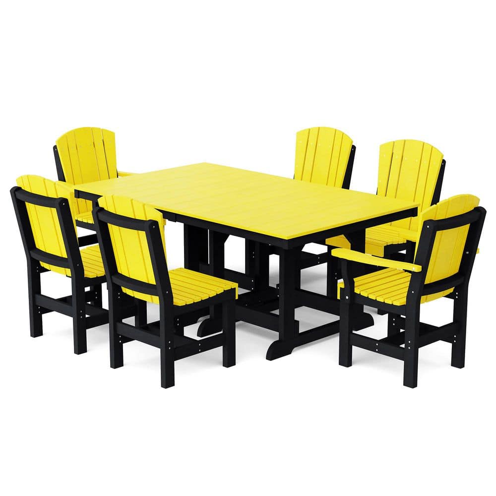 Wildridge Heritage 7-Piece Lemon Yellow and Black HDPE Plastic Outdoor ...