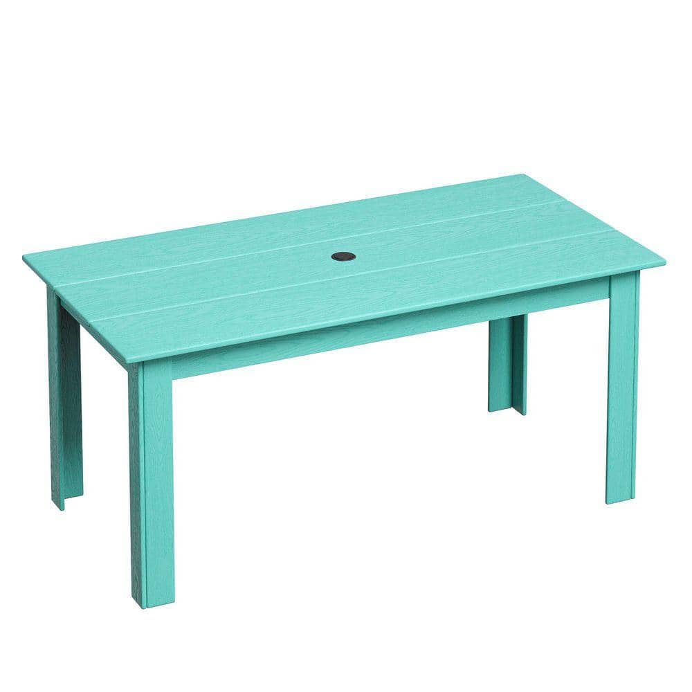 vicllax 66.8 in. Lake Blue Durable All-Weather HDPE Rectangle Patio ...