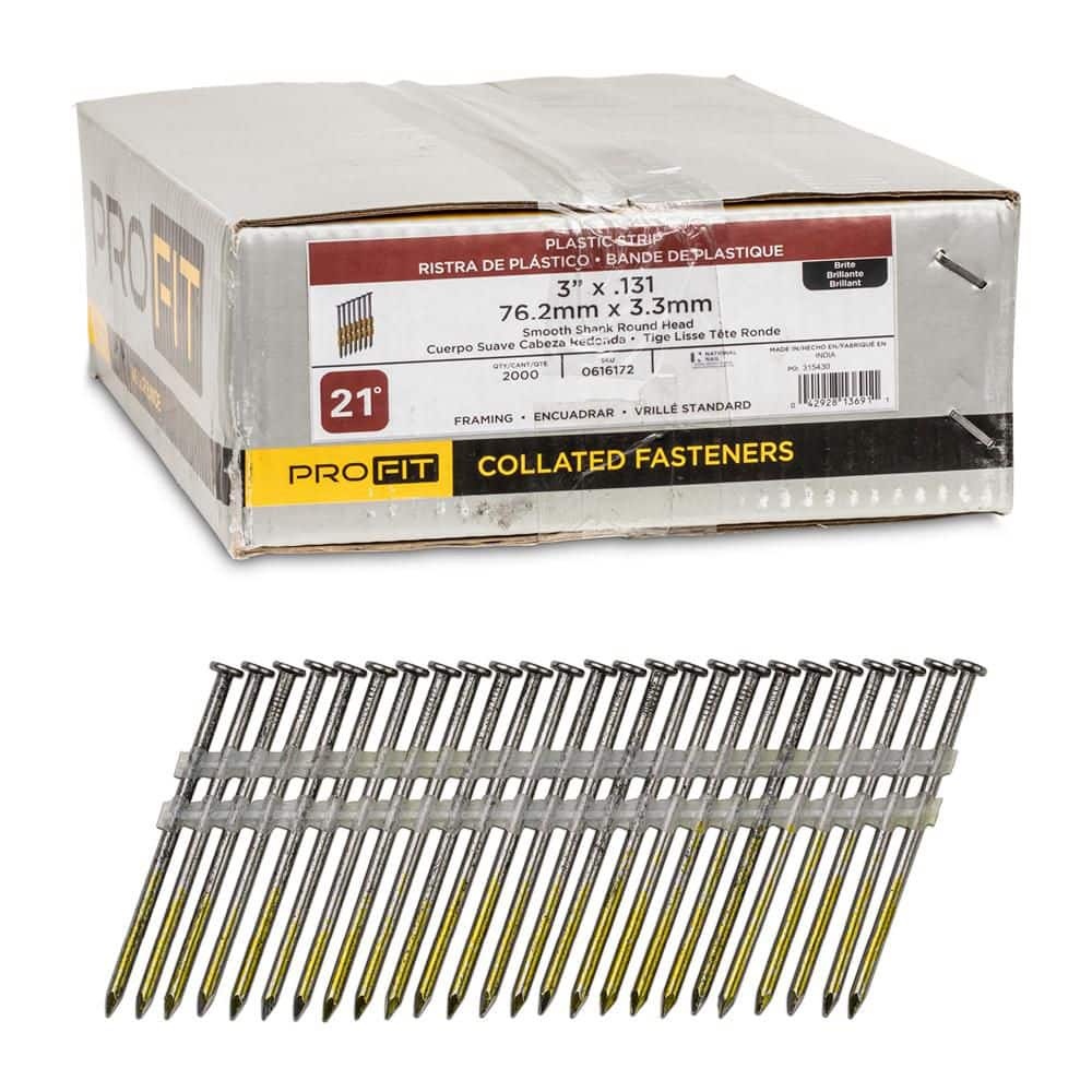 PRO-FIT 3 in. x 0.131 21° Bright Finish Smooth Shank Plastic Strip ...