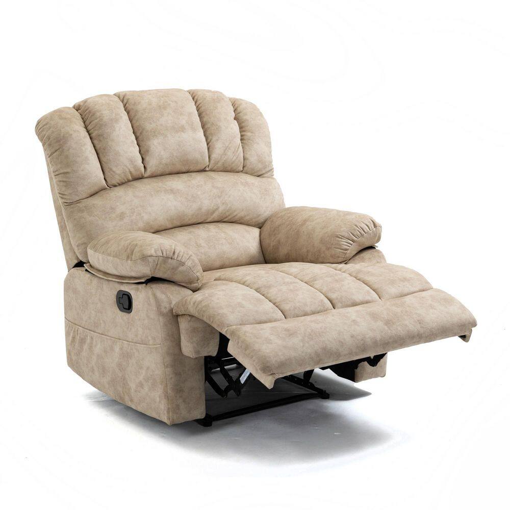 Clihome Beige Large Manual Recliner Chair in Fabric for Living Room CL ...