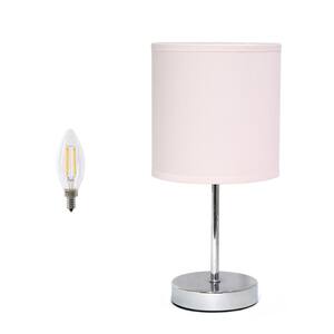 Simple Designs 11.81 in. Hot Pink Mini Table Lamp with Feit LED Bulb ...