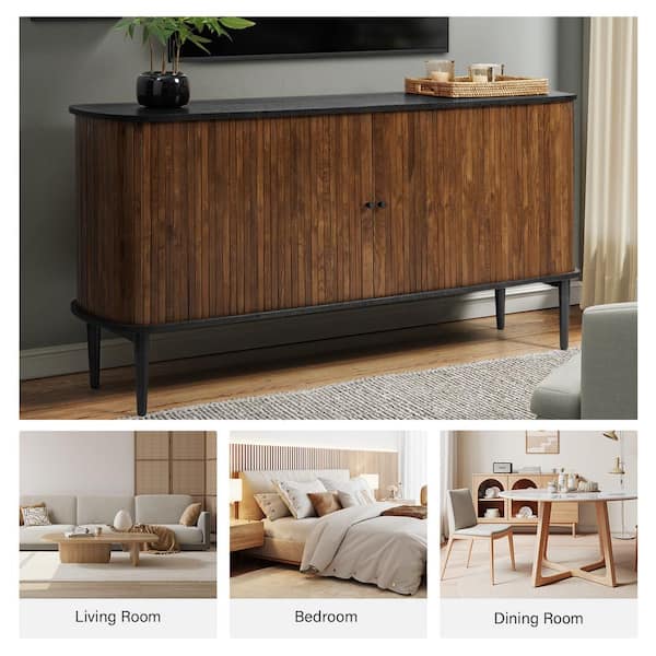 JAYDEN CREATION Gene Walnut Modern 63 in. W Sideboard with JAYDEN CREATION Gene Walnut Modern 63 in. W Sideboard with