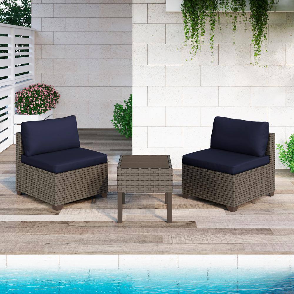 TK CLASSICS Keys 3-Piece Metal Patio Conversation Set with Cobalt ...