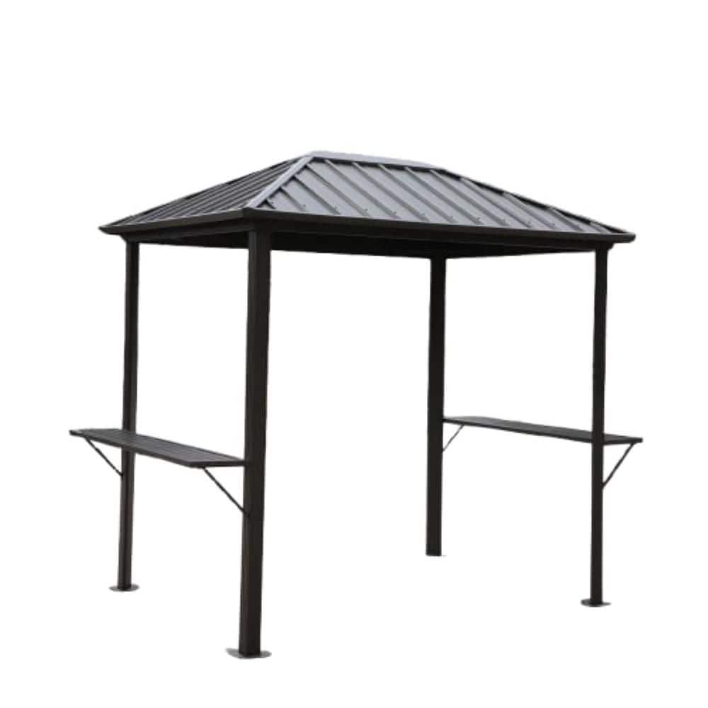 Oyezvary 6 ft. x 8 ft. Dark Brown Aluminum Frame Outdoor Grill Hard Top ...
