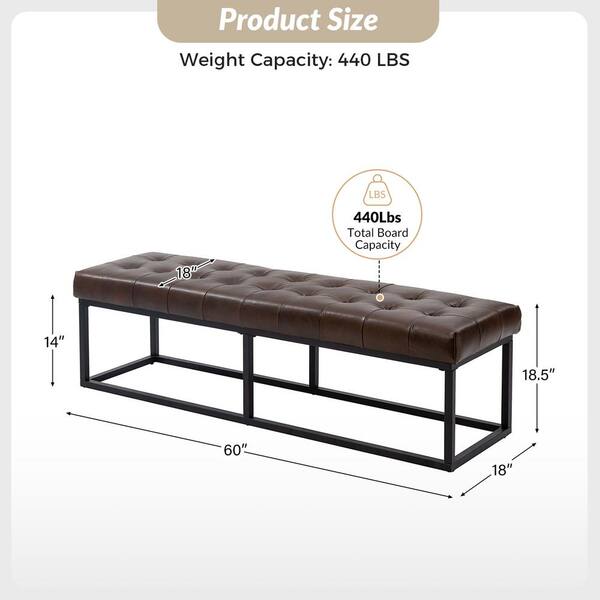 JAYDEN CREATION Gabino 60 in. Wide Chocolate Genuine Leather Bedroom ...