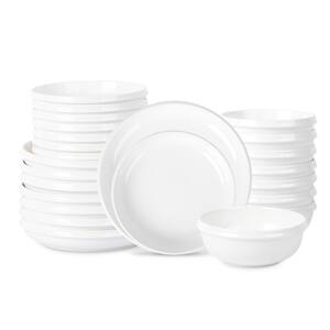 STONE LAIN Quadro 24-Piece White Porcelain Dinnerware Set (Service for ...