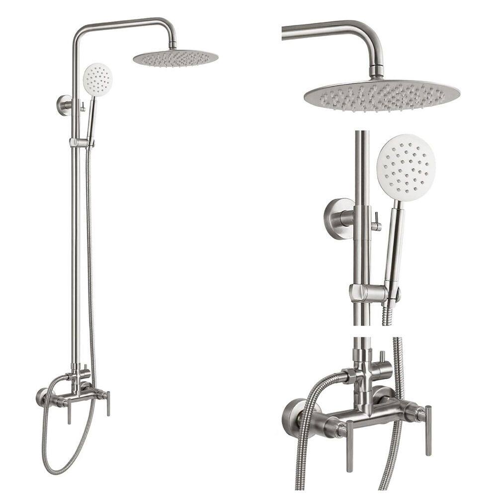 2-spray Wall Mount Dual Shower Head and Handheld Shower Head 1.24 GPM ...