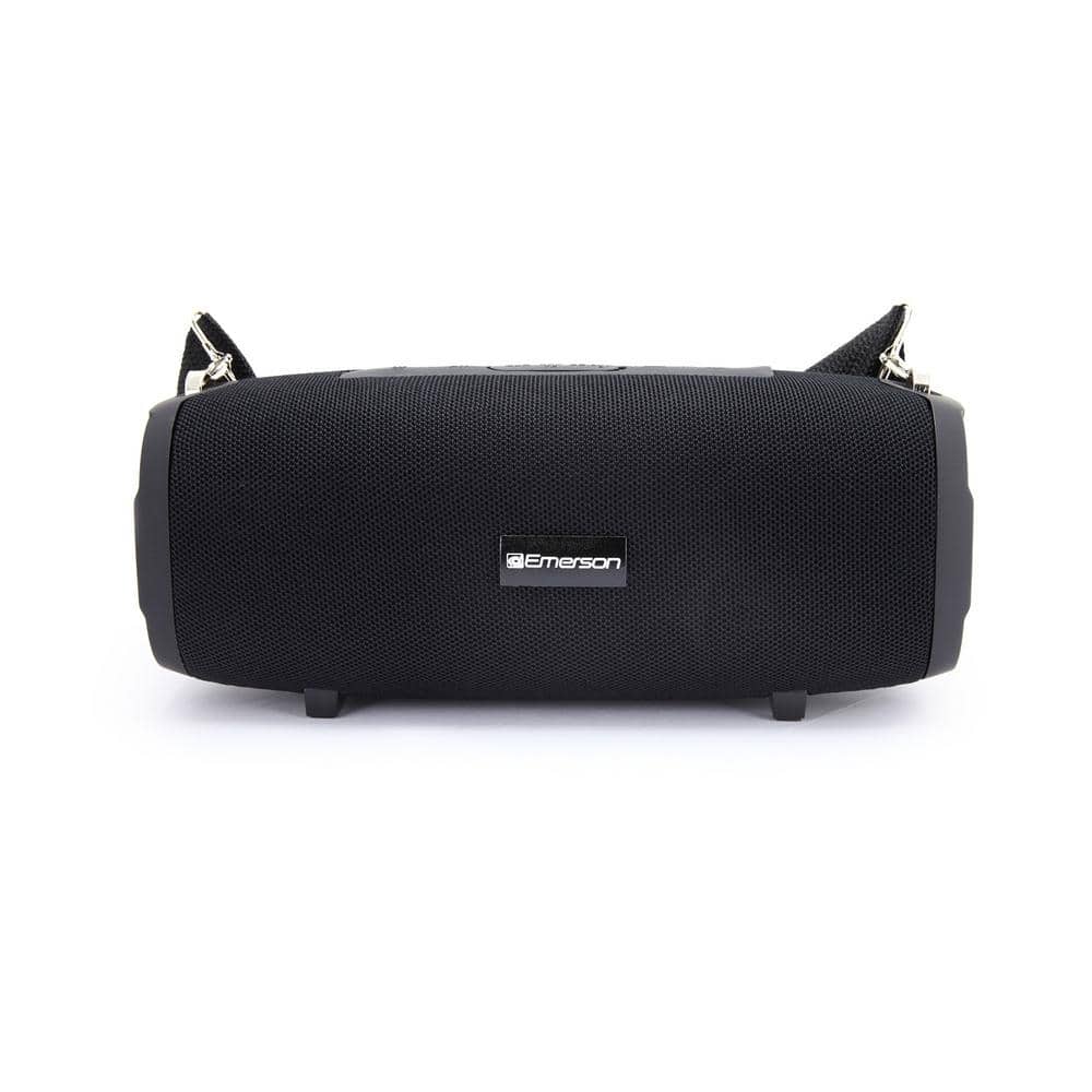 Emerson Portable Bluetooth Speaker with FM Radio, Rechargeable Battery and Carrying Strap, Black ...