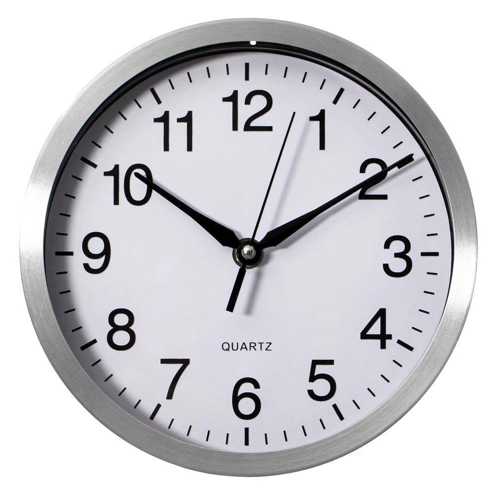 CLOCKWISE 8 in. Round Quartz Wall Clock Non-Ticking Battery Operated ...