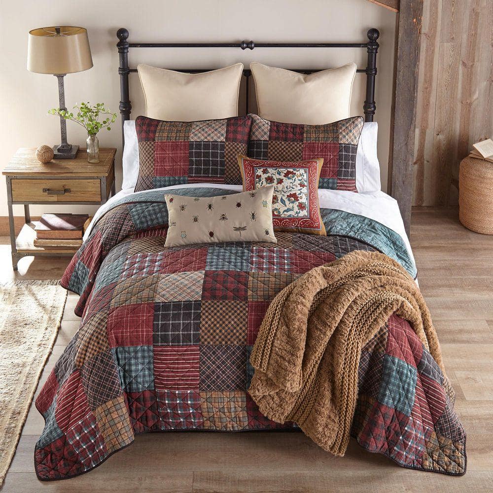 DONNA SHARP Appalachia Plaid 3-Piece Multicolor Cotton Queen Quilt Set ...