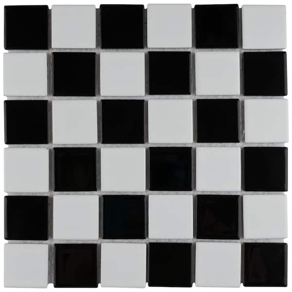 Merola Tile Squire Quad Glossy Checkerboard 6 in. x 6 in. Porcelain ...