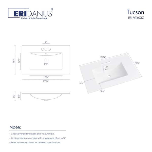 Eridanus Tucson 30 in. W x 18 in. D x 7 in. H Vitreous China Single ...