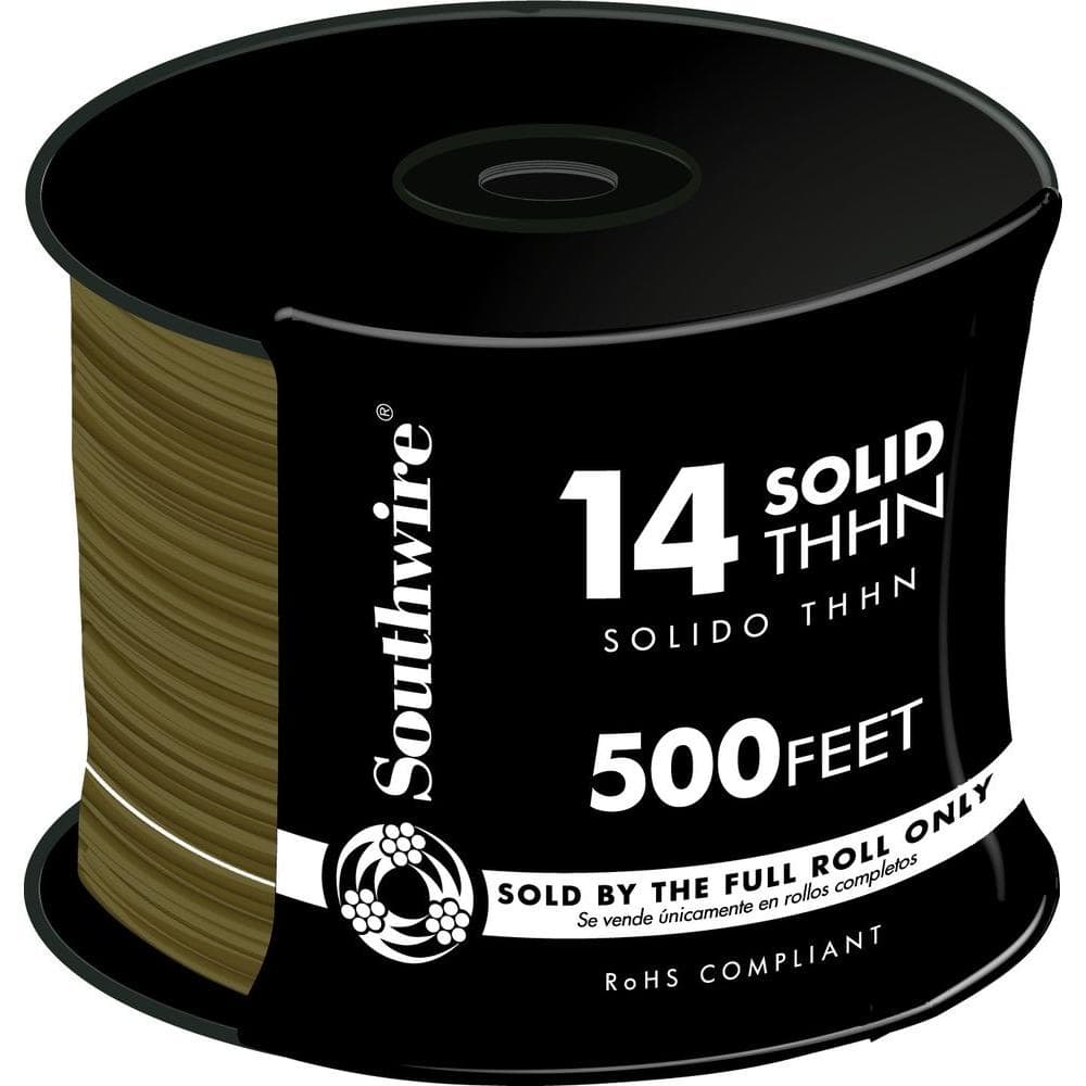 Southwire 500 ft. 14 Brown Solid CU THHN Wire 11586558 - The Home Depot