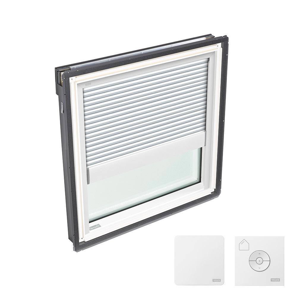 VELUX 21 in. x 26-7/8 in. Fixed Deck Mount Skylight with Laminated Low-E3 Glass, White Solar ...