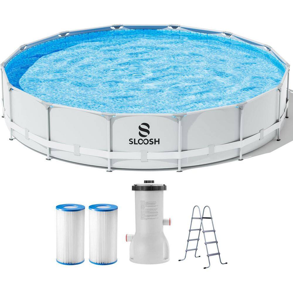 Sloosh 15ft x 42 in. Outdoor Round Frame Above Ground Swimming Pool Set ...