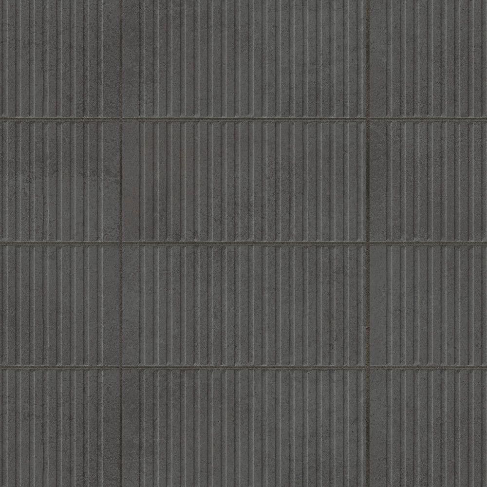 Merola Tile Kings Loft Black 7-7/8 in. x 15-3/4 in. Fluted Ceramic Wall ...