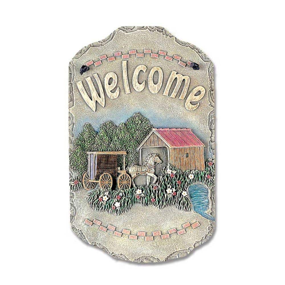 Afoxsos Welcome Multicolor Buggy Porch Resin Slate Plaque Indoor Home ...