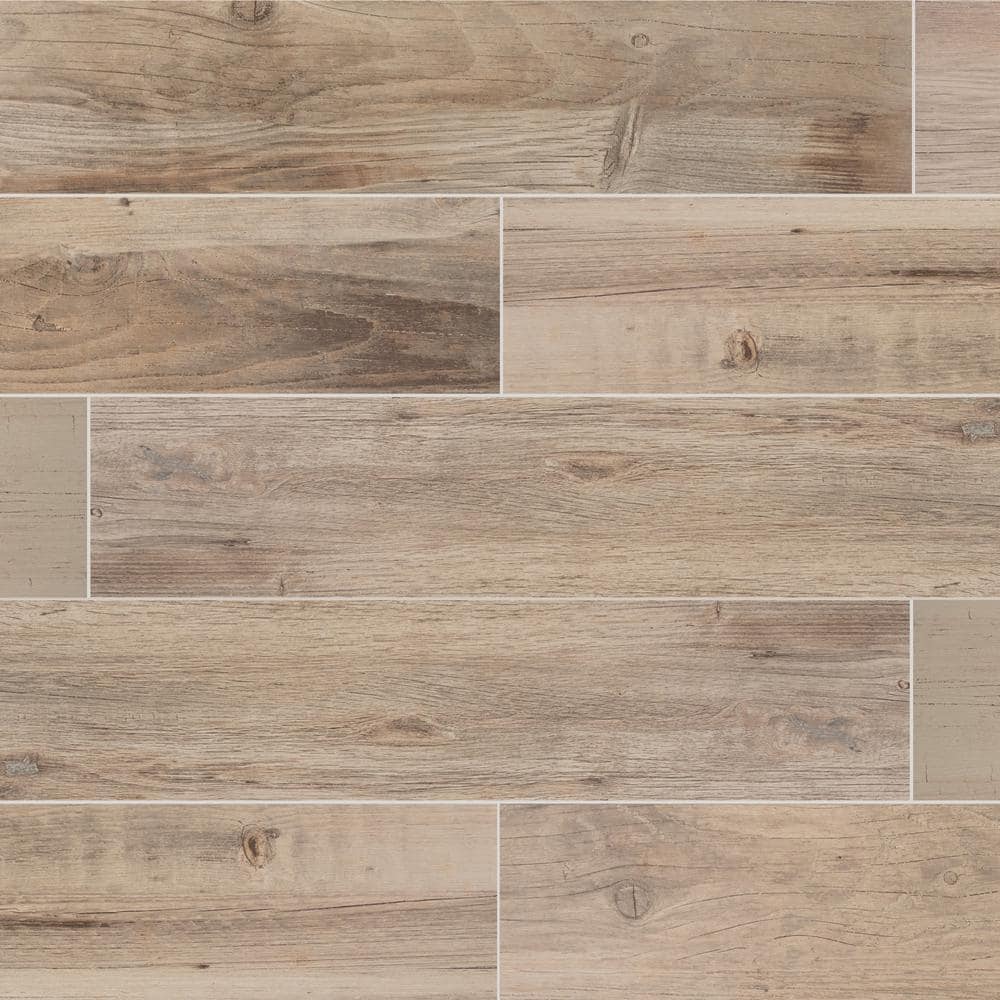 Daltile Laurelwood Cream 8 in. x 47 in. Color Body Porcelain Floor and ...