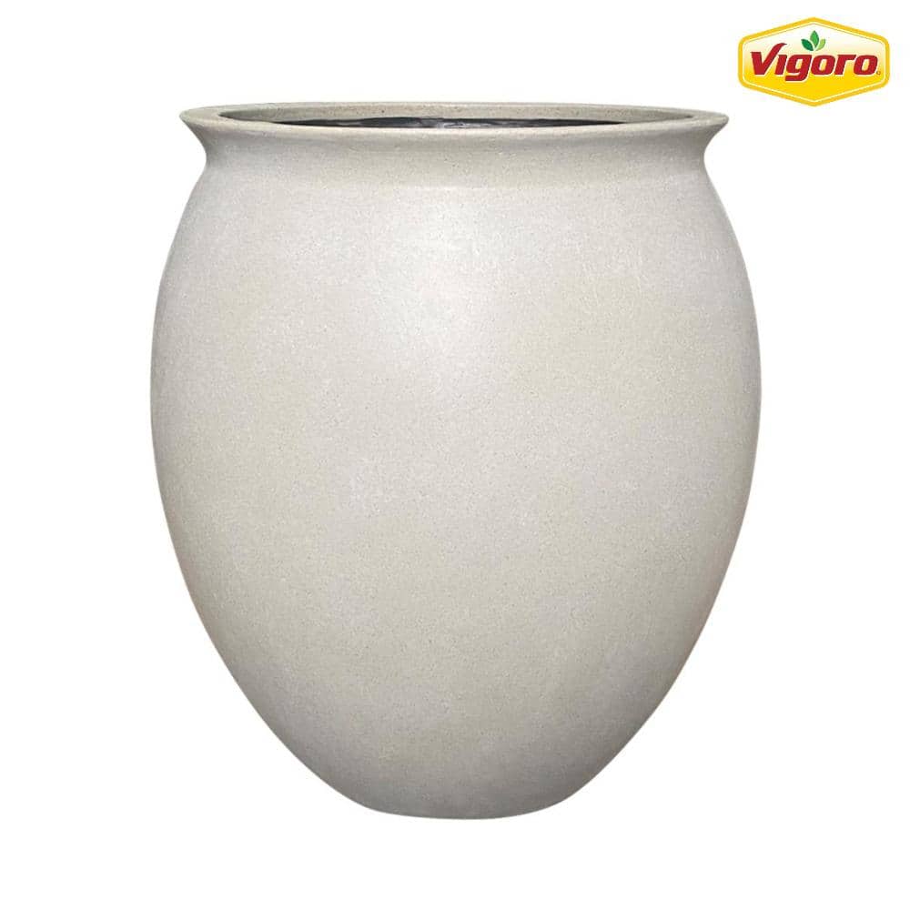 Vigoro 15 in. Brentwood Large Off-White Smooth Concrete Resin Composite ...