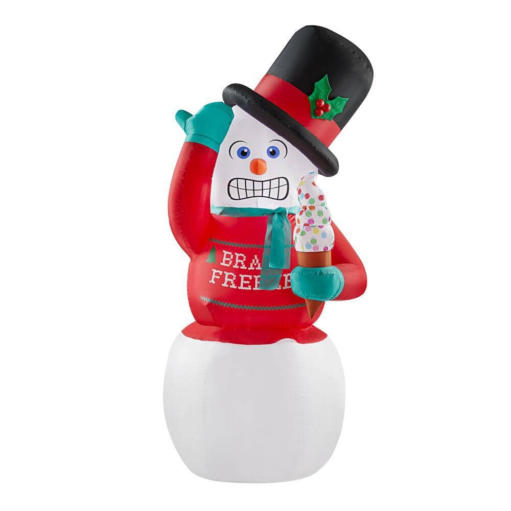Home Accents Holiday 6 ft. Animated Inflatable Shivering Snowman with ...