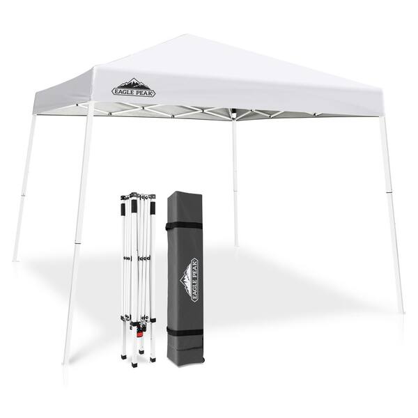 EAGLE PEAK 10 ft. W x 10 ft. D Slant Leg Pop-Up Canopy Tent E64EPT-01 ...
